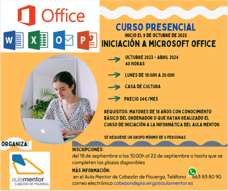 Curso presencial de iniciación a Microsoft Office en el Aula Mentor de ...